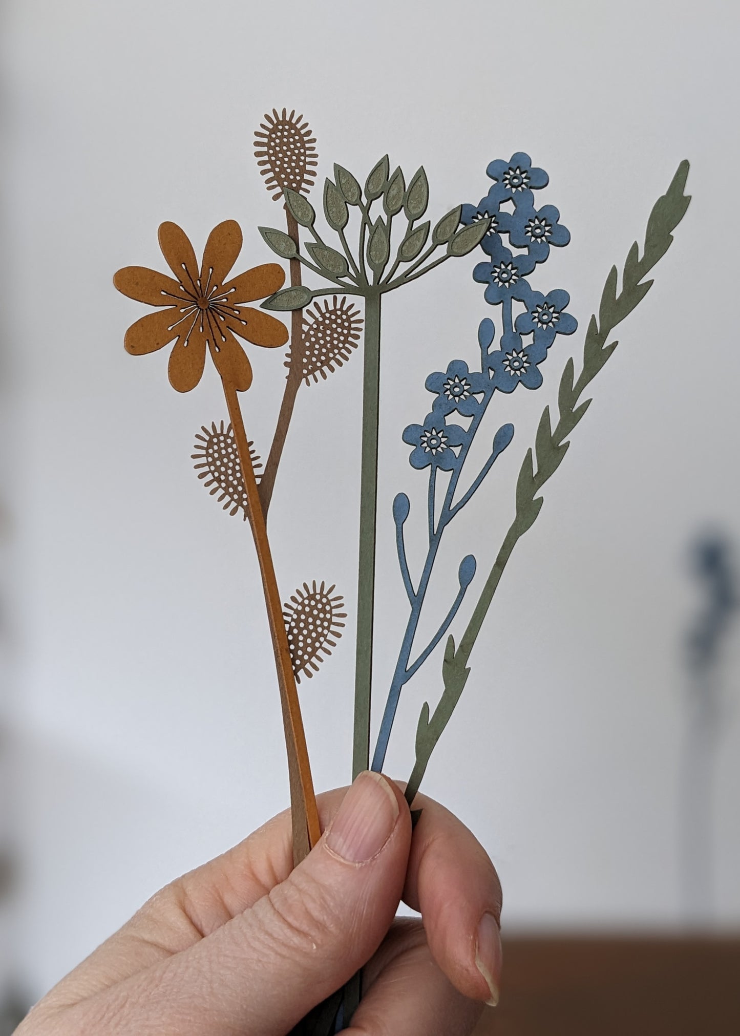 a posy of laser cut spring flowers to gift by Hannah Nunn