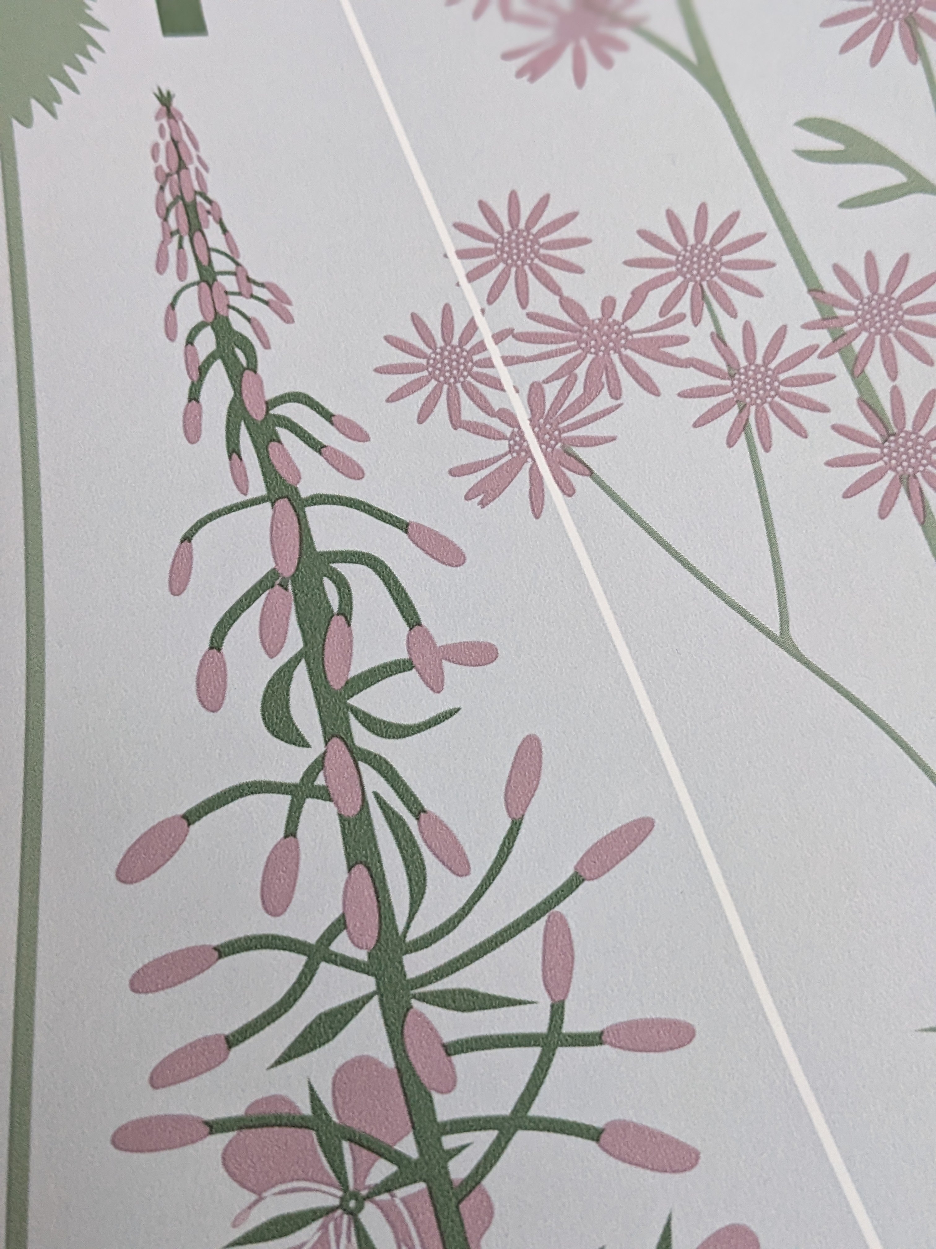 Wild Edge - green and pink weed and wild flower wallpaper – Hannah Nunn