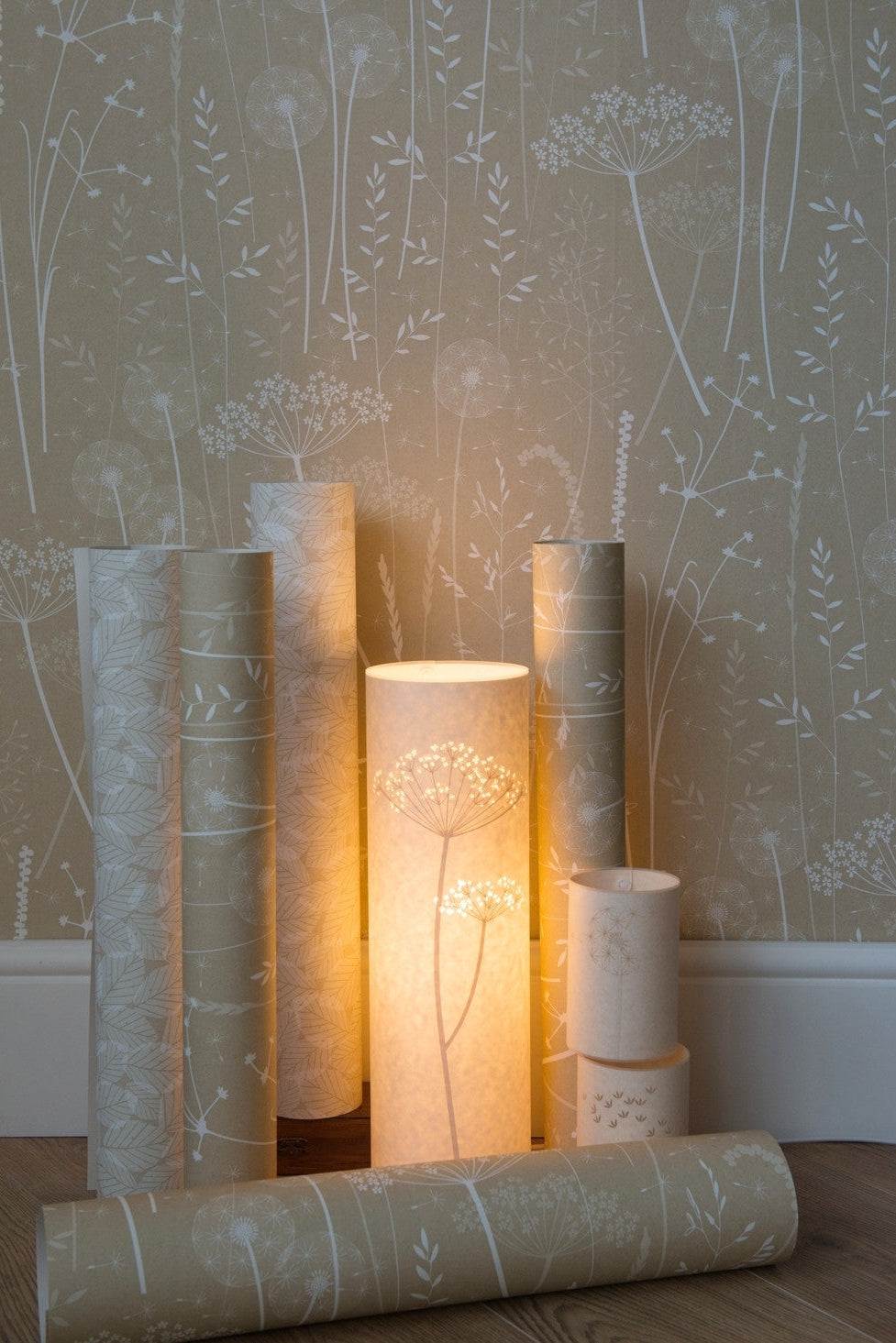 Unusual nature inspired lamp with a paper cut cow parsley designs ...