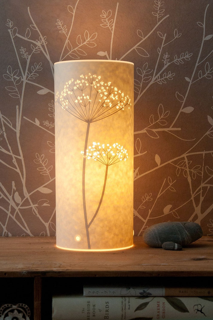 Unusual nature inspired lamp with a paper cut cow parsley designs ...